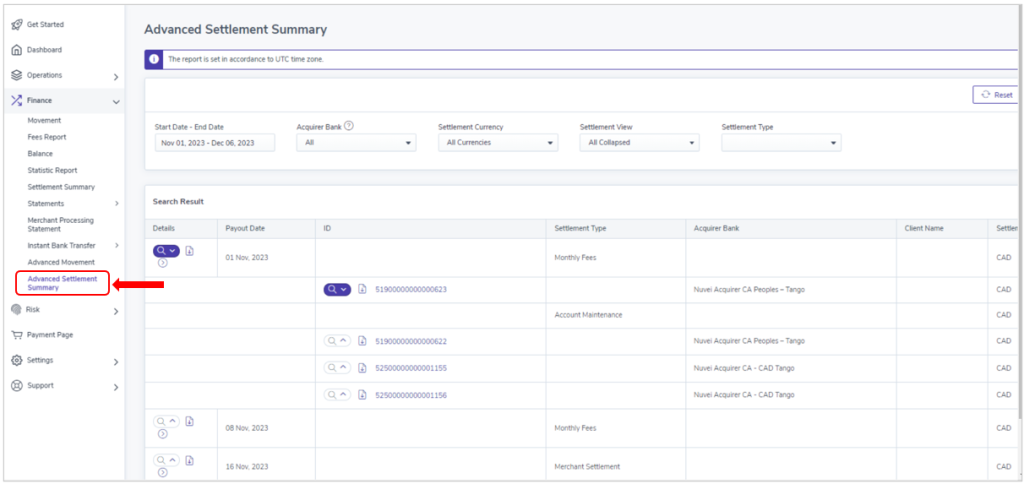 Advanced Settlement Summary Report - Nuvei Documentation